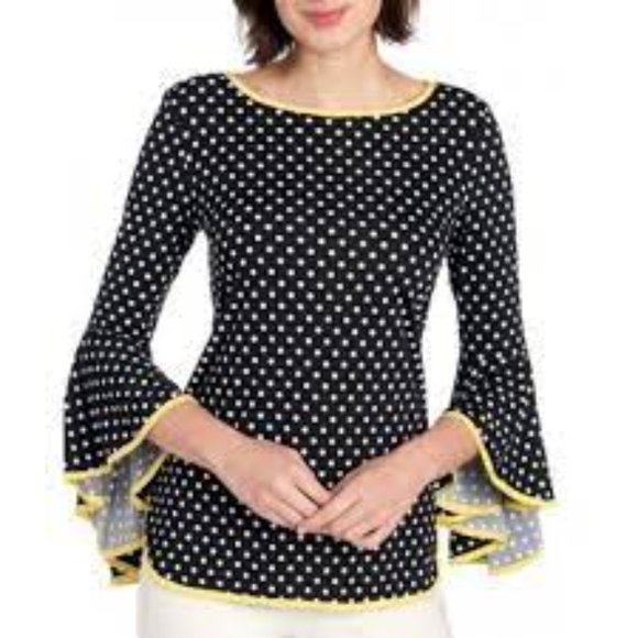 Coco Bianco | Tops | Coco Bianco Black And White Polka Dot With Yellow ...